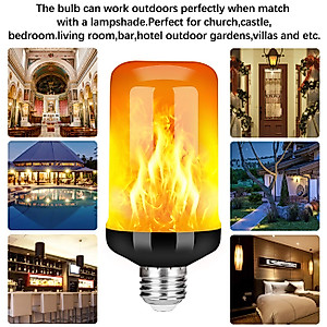 LED Flame Effect Fire Light Bulb - Upgraded 4 Modes Flickering Fire Halloween Lights Decorations - E26 Base Flame Bulb with Upside Down Effect (Black 4 Pack)