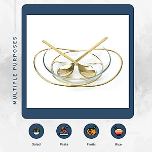 Rigeli Regent 18/10 CONTEMPO Chromeplated 9.8”inch 25cm Salad Bowl with Stainless Steel Servers Salad Bowls, Big Salad Bowls with Perfect for Fruits, Vegetable or Salads (Gold)