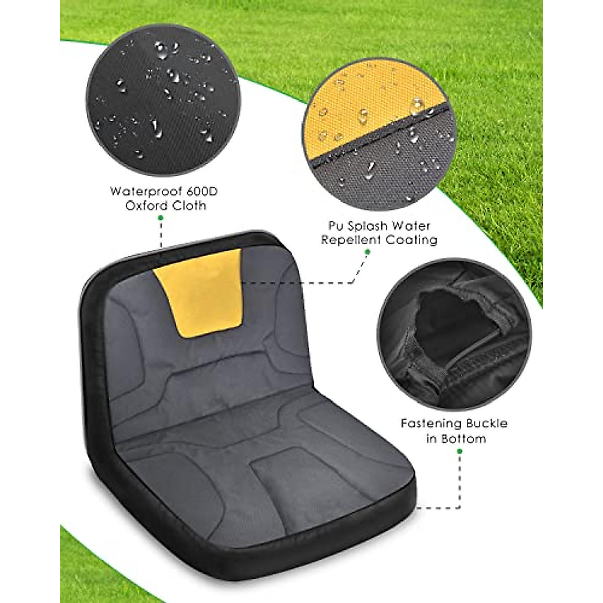 PACETAP Riding Lawn Mower Seat Cover, Heavy Duty 600D Oxford Waterproof Seat Cover with Padding, Durable Tractor Seat Cover Fits Kubota, for Cub Cadet, for Ford, for Mahindra, for Husqvarna (Medium)