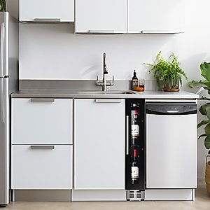 Equator 9 Bottle Wine Refrigerator with 7-Color LED Mood Lighting, Single-Zone, Freestanding/Built-in, Anti-UV Glass Door, 41°F-71.6°F Temperature Range, Touchpad Controls, Auto Defrost, 110V (Black)