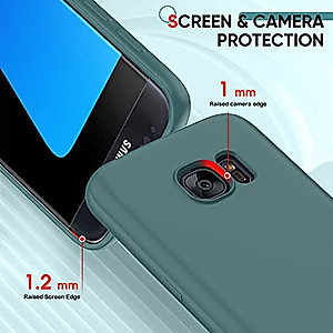 LeYi for Galaxy S7 Case, Samsung S7 Phone Case with 2 Pack Tempered Glass Screen Protector for Women Men, Liquid Silicone Slim Silky-Soft Gel Rubber Phone Case Cover for Samsung Galaxy S7, Green