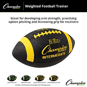 Champion Sports Intermediate Size 2lb Weighted Training Football, Yellow/Black