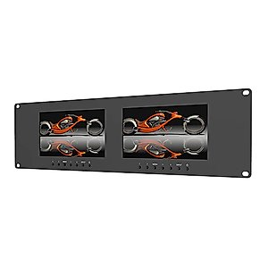 LILLIPUT RM-7024 Dual 7" 3RU Rack Monitors 800X480 with Dual 7” Screens and Dual Dual VGA, Video & DVI in/outputs Official Seller :VIVITEQ