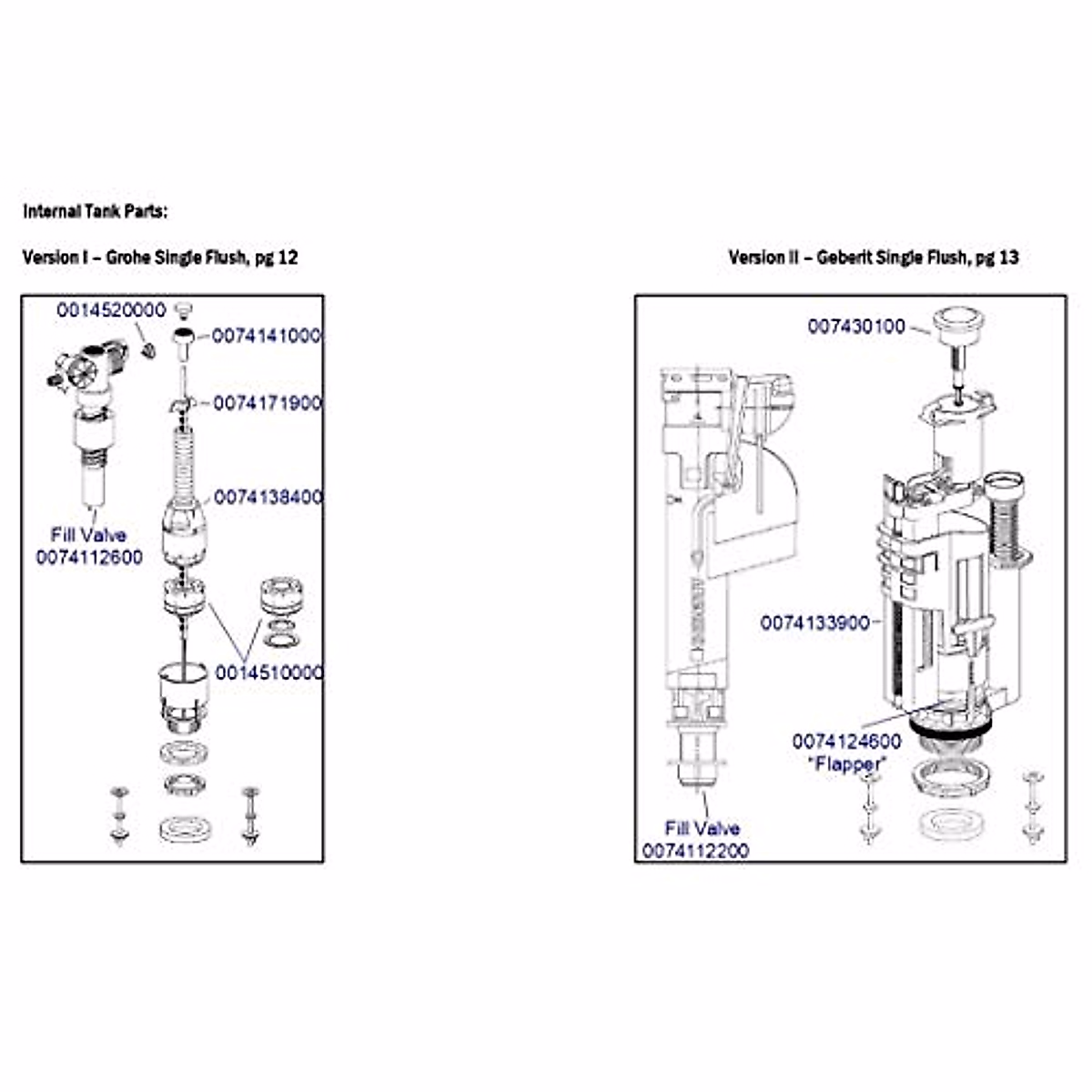 Duravit 00741100 Replacement Fill Valve for Geberit Tank Mount - White High Gloss