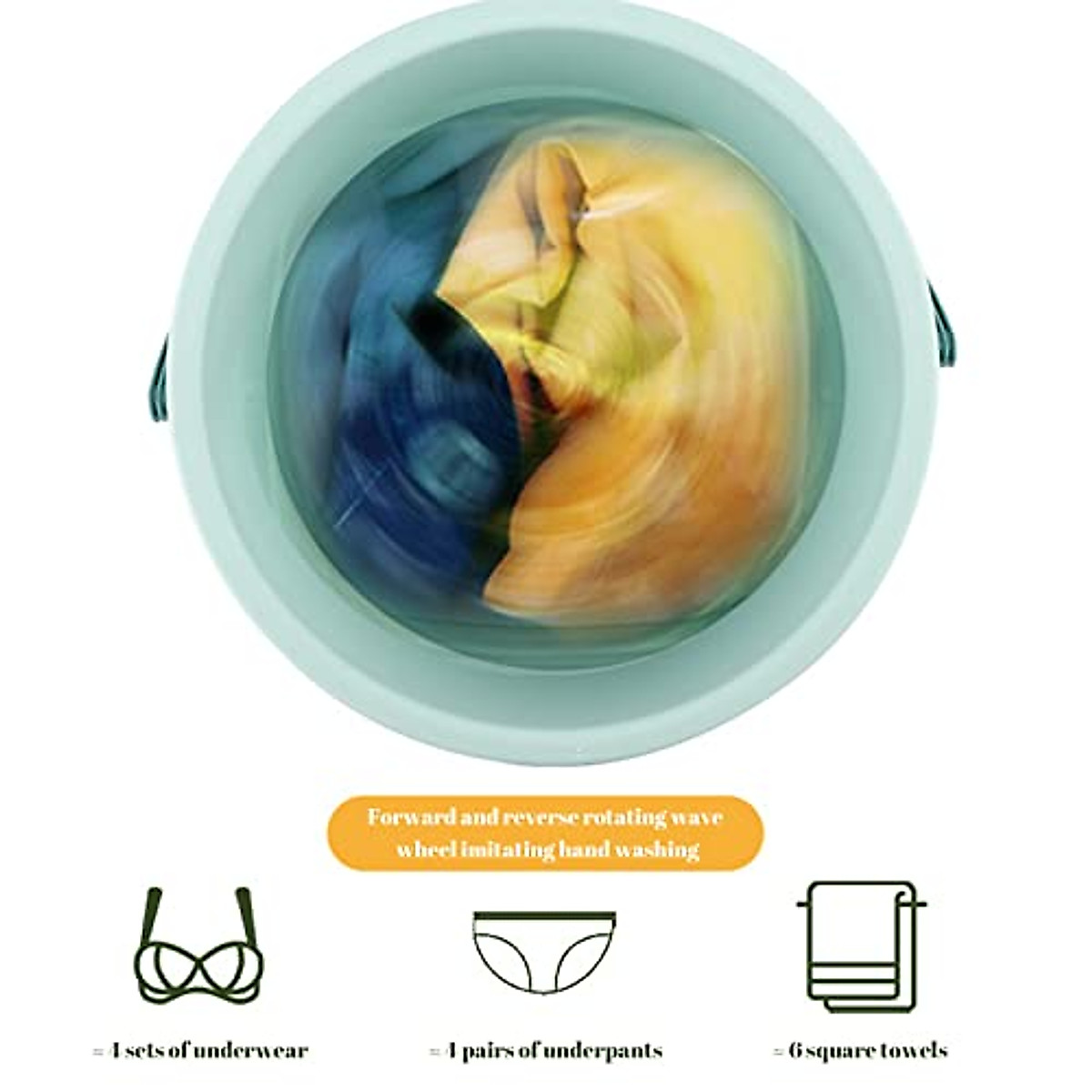 Leadmall Mini Foldable Washing Machine, Portable Laundry Tub USB Powered Ul-trasonic Turbine Washer by for Socks Underwear, Automatic Folding Clothes Washer Tub