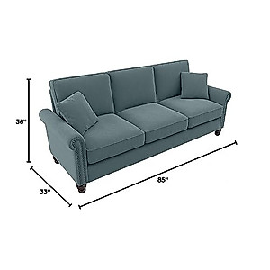 Bush Furniture Coventry Sofa, 85W, Turkish Blue Herringbone