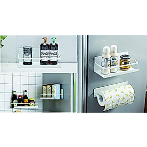 YCOCO Spice Rack,Single Tier Refrigerator Spice Storage Shelf,Easy to Install The Side of The Fridge Can Hold spices,Jars of Olive Oil,Cooking Oils,Pack of 2 White