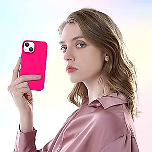 DOMAVER iPhone 13 Mini Case, Phone Case iPhone 13 Mini Silicone Soft Gel Rubber Cover Shockproof Protective Women Girls- Hot Pink