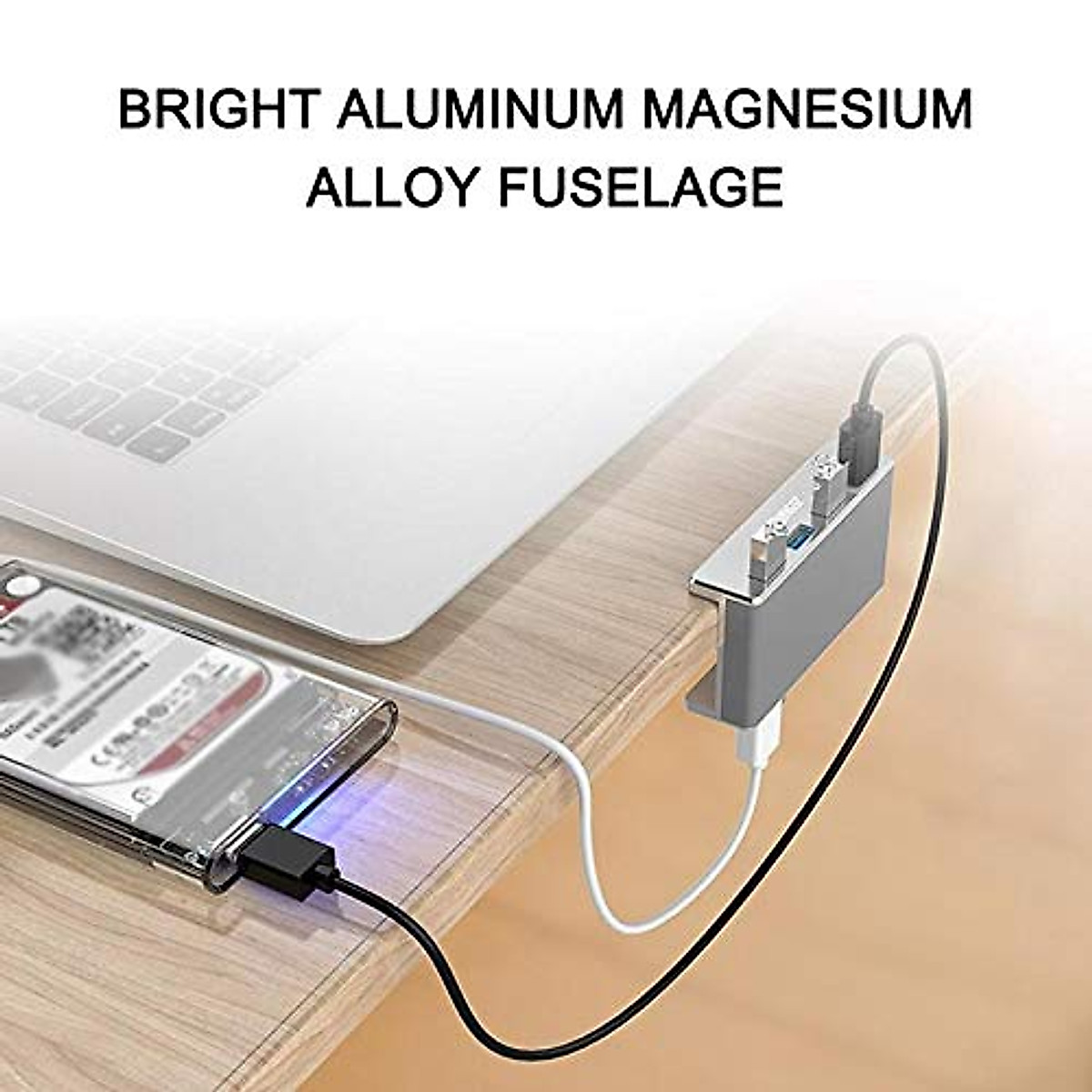 SHYPT Aluminum 4 Port Multifunctional USB 3.0 Clip-Type USB C HUB for Desktop Laptop Clip Range