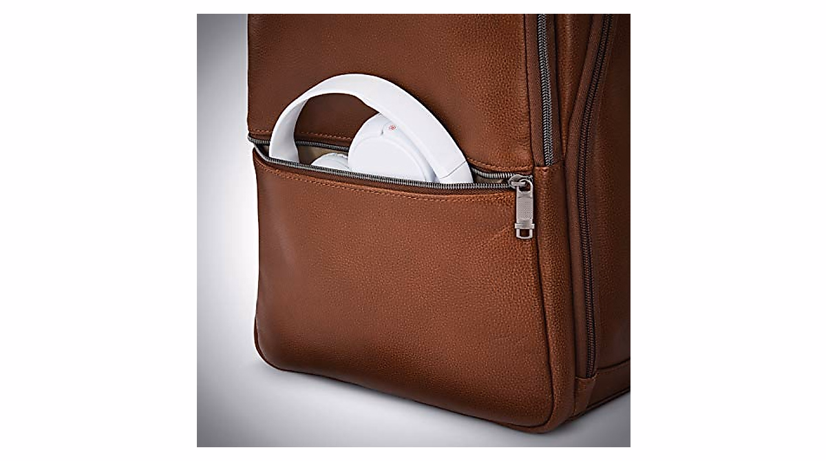Samsonite Classic Leather Slim Backpack in Cognac