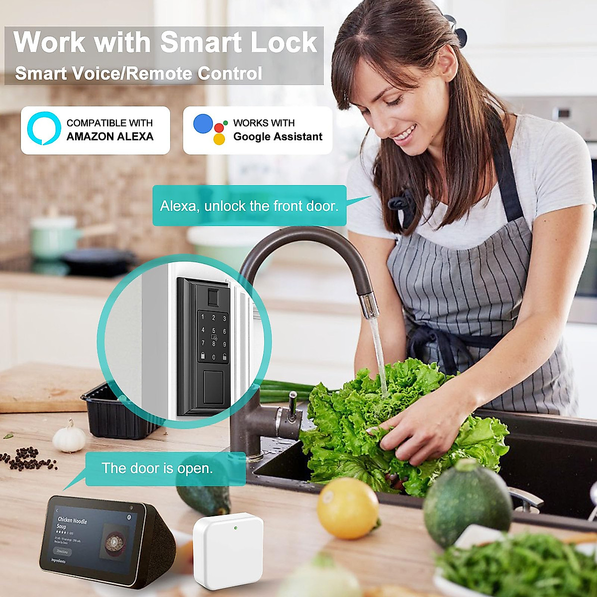 Smart Hub, WiFi Smart Gateway for InteTrend Smart Bluetooth Lock to Reach for Remote Control, Compatible with TTLock App Locks, Compatible with Alexa