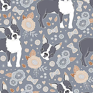 Aluy's boutique Boston Terrier and Beautiful Flowers Pattern Ultra Soft Bedding Sets Microfiber Fabric Bedroom Decor Duvet Cover, King Size 3 Pieces with 1 Duvet Cover and 2 Pillowcases