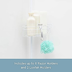 Kenney 4-Tier Spring Tension Shower Corner Pole Caddy with Razor Holder, 5-9', White