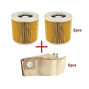 McbeAn Hepa Filter Paper Dust Bags Replacement Fliters Accessories Compatible for Karcher WD3 WD3,200 WD,3300 MV3 WD3,500 Vacuum Cleaner Parts(Set G)