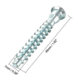 uxcell Furniture Confirmat Screw 7x49mm Hex Socket Wood Screws Zinc Plated 20pcs