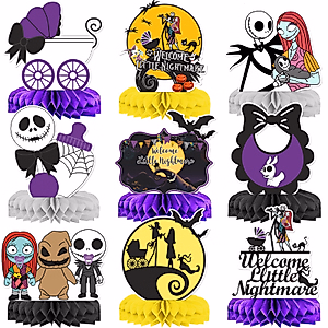 9Pcs Nightmare Before Baby Shower Centerpiece Honeycomb Nightmare Table Decorations Nightmare Before Decorations for Halloween Nightmare Christmas Baby Shower Party Decorations Halloween Baby Shower