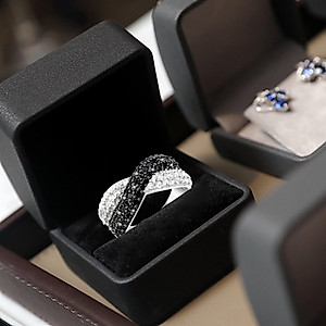 Ntpwenla Black and White Diamond Ring,Fashion Luxury Ring,Jewelry Bridal Gift for Women Girl Birthday Day (8)