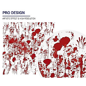 Allenjoy 6 x 6 FT Horror Halloween Party Backdrop Red Table Decor Banner Photography Background Photo Booth Props