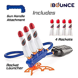 New Bounce Rocket Launcher for Kids - Adjustable 2-in-1 Jump Rocket Set - Includes a Sturdy Launch Pad and 4 LED Rockets - Soars Up to 150 Ft - Fun Kids Outdoor Toys (4 Pc Rocket Launcher)