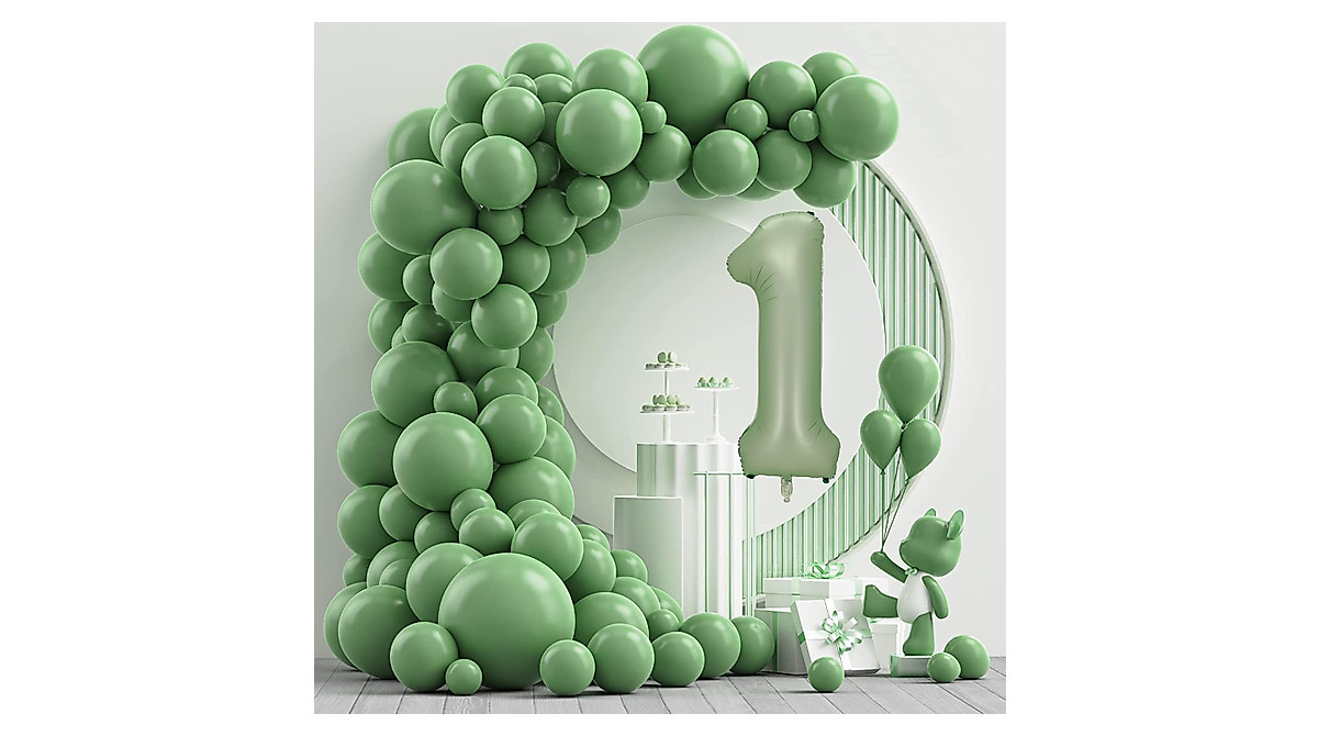 40" Sage Green Number 1 Balloon | 1st Birthday Party Decor