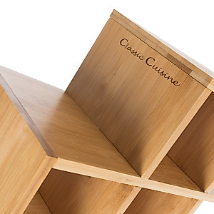 Classic Cuisine Bamboo 8 Bottle Wine Rack-Space Saving Tabletop Free Standing Wine Bottle Holder for Kitchen, Bar, Dining Room-Modern Storage Shelf, Wood