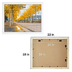 Golden State Art, Solid Wood 16x20 Wooden Picture Frame - for 16x20 Photos, 1-1/4-Inch Wide with Real Glass - Horizontal and Vertical Wall Display, Great for Engagement, Wedding, White, 1 Pack