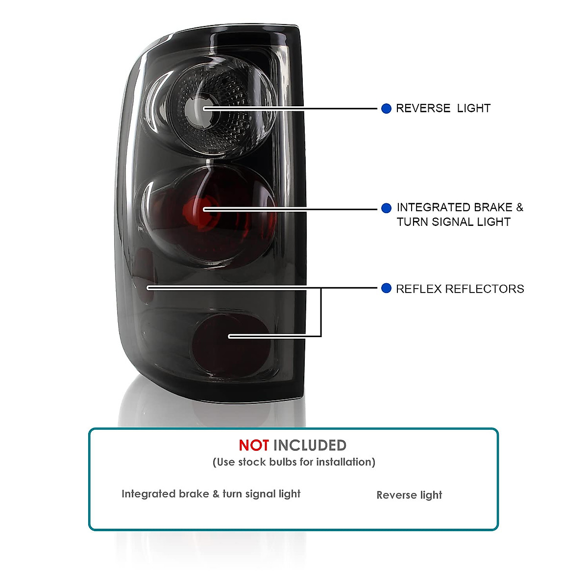 SPEC-D TUNING Smoke Lens Tail Lights Compatible with 2004-2008 Ford F-150 Styleside, Left + Right Pair Assembly