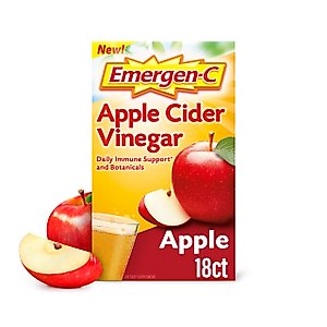 Emergen-C Apple Cider Vinegar Vitamin C Fizzy Drink Mix, Dietary Supplement for Immune Support, Apple - 18 Count