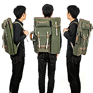 Tanchen 4K Canvas Artist Portfolio Carry Shoulder Bag Multifunctional Drawboard Bags for Drawing Sketching Painting (Army Green)