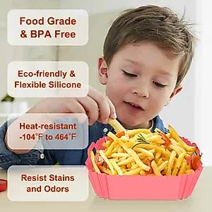 Air Fryer Silicone Liners Square 2 Pack 8.6 Inch Airfryer Liners 4-7 QT Reusable Air Fryer Liners Silicone Pot Oven Liner Baking Tray, Air Fryer Basket Silicone Mat Bowl Air Fryer Accessories Kitchen