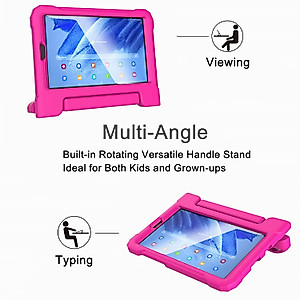 MAISON Kids Case for Samsung Galaxy Tab A9 8.7-inch 2023 SM-X110/X115/X117 & Galaxy Tab A7 Lite 8.7-inch 2021 T220/T225/T227 Shockproof, Built-in Screen Protector Stand Tablet Cover (Hot Pink)