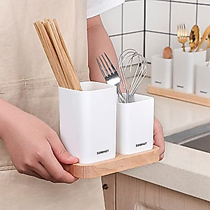 Jaugufiy Cutlery Drying Rack Holder Utensil Drying Rack Basket, Cutlery Holder with Bamboo Base for Bar Kitchen Countertop Storage, Organize Forks, Knives, Spoons