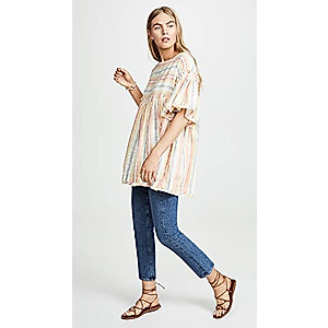 Free People Women's Summer Nights Dress, Sunray Combo, Yellow, Stripe, Medium