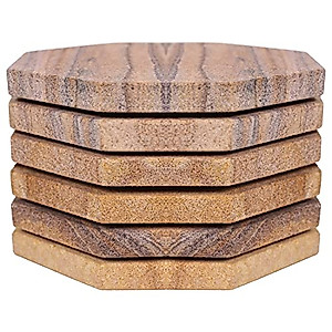 Marbco Sandstone Water Absorbent Hand Crafted Octagon Coasters for Drinks- Set of 6 - 4 inches Wide Thirsty Stone bar/Drink Coasters Made from Real Solid Stone (Without Holder, Set of 6)