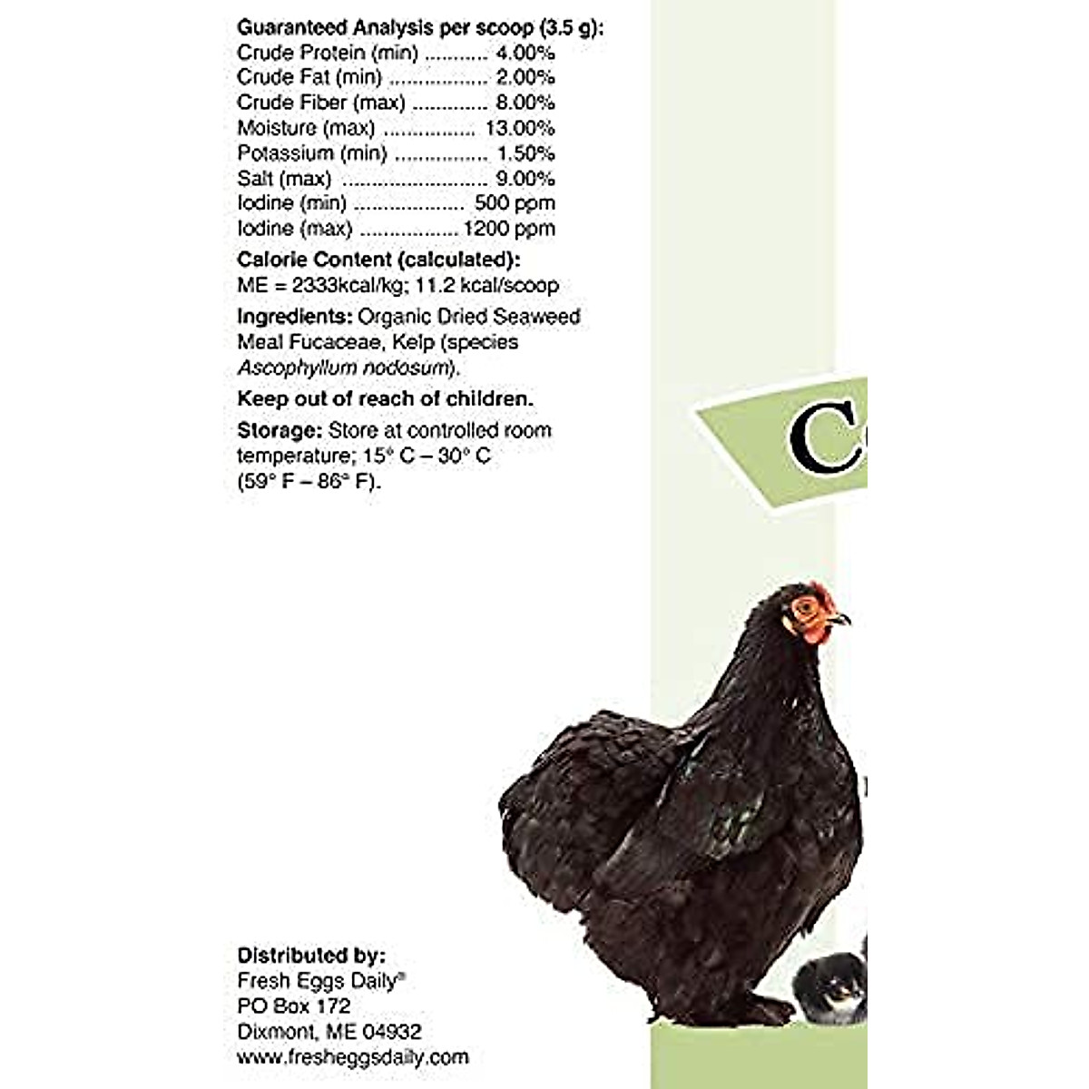 Fresh Eggs Daily Coop Kelp Organic Feed Supplement Vitamins for Backyard Chickens and Ducks 7LB