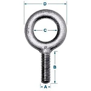 K2023-UNF - 3/8-24 X 1-1/4 Shoulder Pattern Eyebolt Fine Thread, 1EA