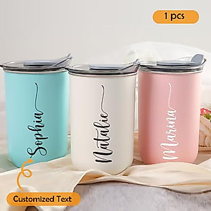 Custom Insulated Coffee Tumbler, 10oz Engraved Stainless Steel Coffee Mug, Personalized Mug with Lid, Spill Proof, Hot Beverage and Cold, Portable Thermal Cup, Ideal Customized Gift for Women, Men