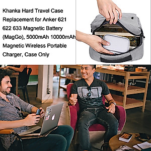 Khanka Hard Travel Case Replacement for Anker 621 622 633 Magnetic Battery (MagGo), 5000mAh 10000mAh Magnetic Wireless Portable Charger, Case Only (White)