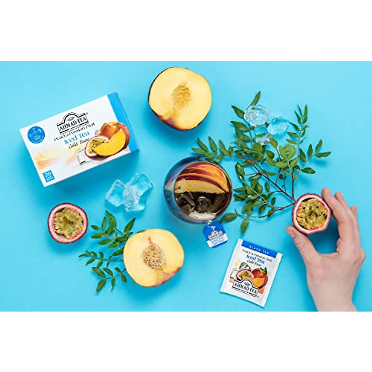 Ahmad Tea Black Tea, Cold Brew Peach and Passion Fruit Teabags, Iced Tea, 20 ct (Pack of 6) - Caffeinated and Sugar-Free