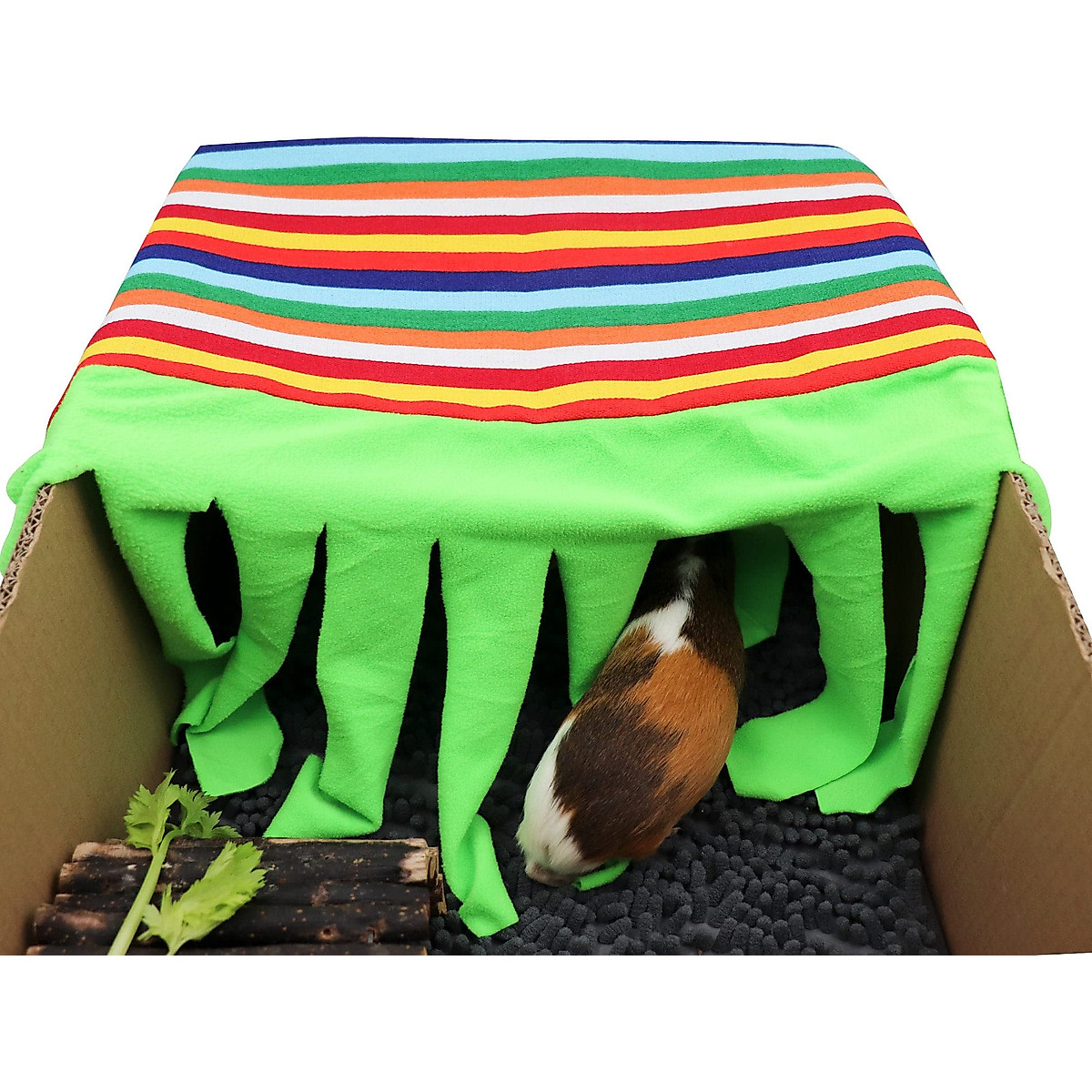 Guinea Pig Hideout, Guinea Pig Corner Fleece Forest Habitat, Guinea Pig Blankets Curtain Hammock, Small Animals Cage Accessories for Ferret Hammock Hedgehog Bunny Rabbit Hamster Rat Chinchillas