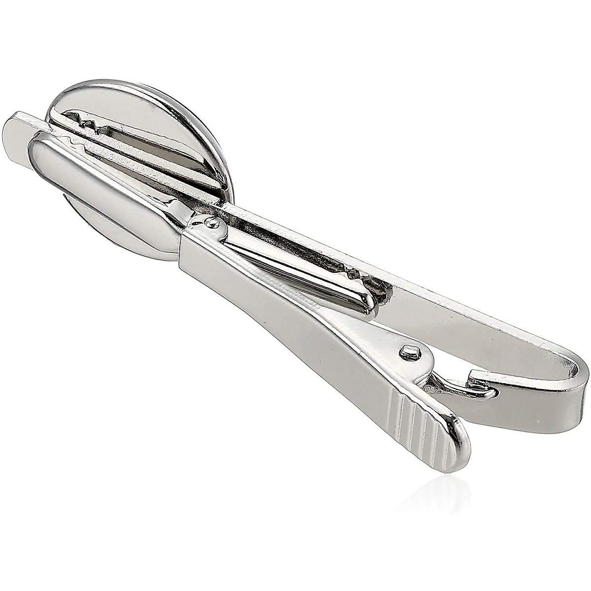 American Flag Tie Bar Clip and Cufflinks Set - Silver Colored Metal Plated - Luxury Clothing Accessories (Thin Red Line)