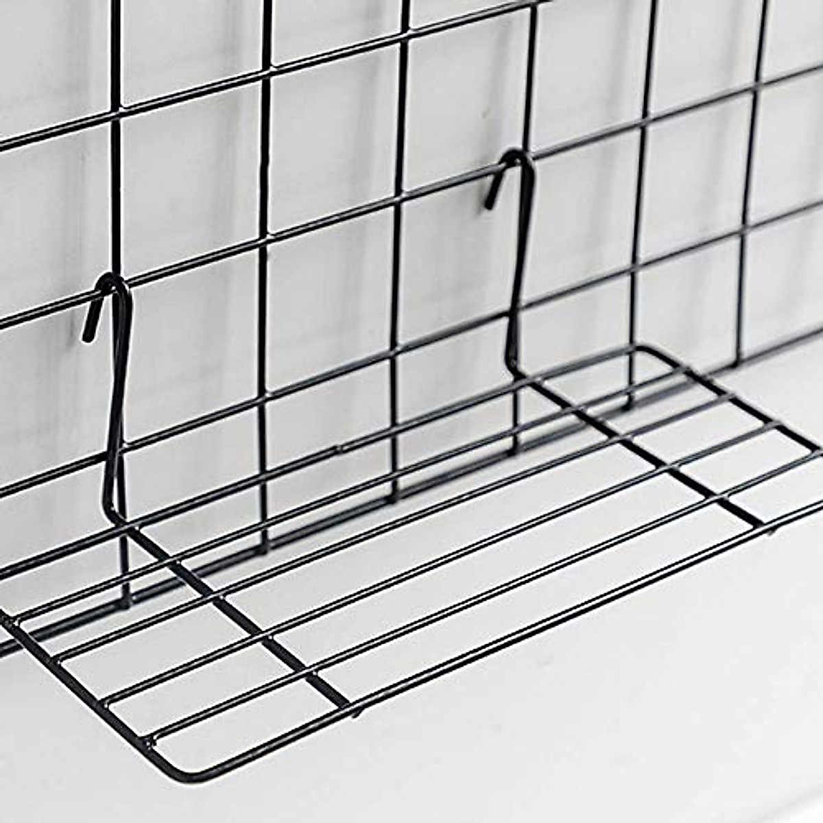 GBYAN Wire Wall Grid with Baskets Black Photo Grid Metal Wall Organizer for Wall Decoration, Picture Display, Memo Board