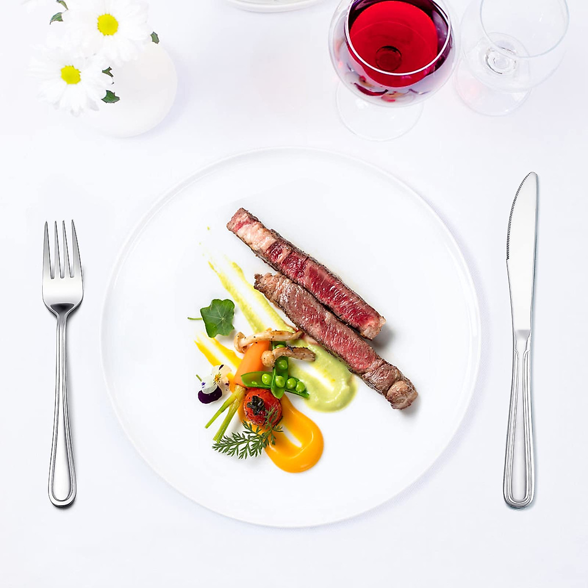 Dinner Forks Set of 12, E-far 7.9 Inch Stainless Steel Forks for Home, Kitchen or Restaurant, Non-toxic & Mirror Polished, Easy to Clean & Dishwasher Safe