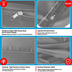 SUSIE'S GARDEN 9p Patio Cushion Covers Outdoor Patio Cushions Covers Replacement Waterproof with Zipper for 7 Pcs Patio Furniture Set, Slipcovers for Outdoor Cushions Covers Gravel Gray, Covers Only