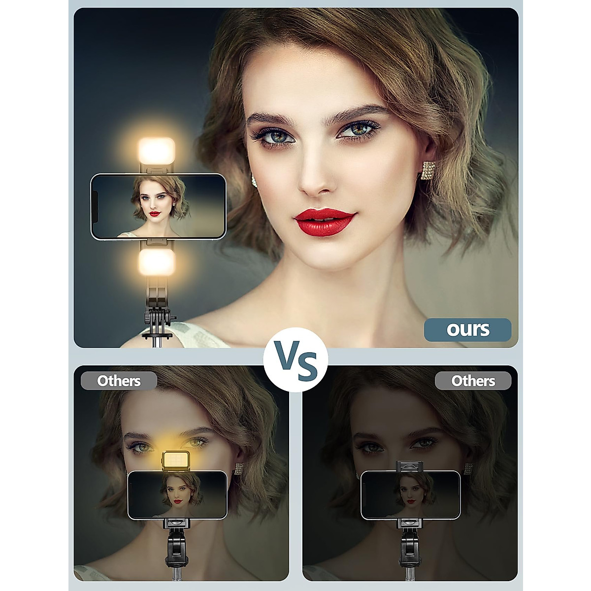 Selfie Stick Tripod with Light, 45'' Selfie Stick with Wireless Remote, Portable Phone Tripod Compatible with iPhone 16/15 Pro Max/15/14 Pro/14/13, Samsung S22/ S23 Ultra/Android Smartphone