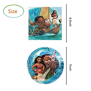 Birthday Party Supplies for Moana, Include 20 Plates and 20 Napkins, for Moana Theme Birthday Party Decorations