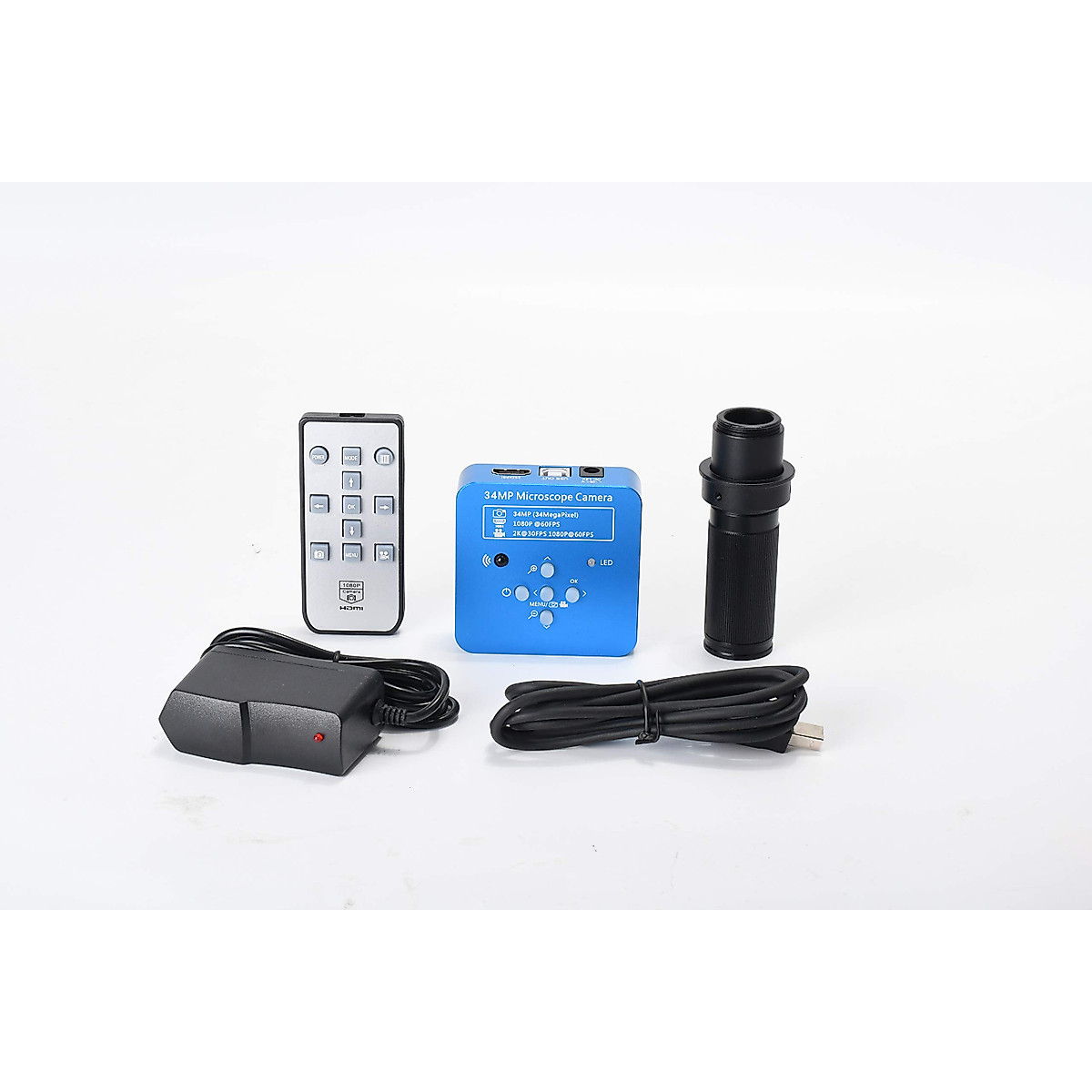 HAYEAR 34MP 2K 1080P 60FPS Full HD HDMI USB Electronic Digital Video Soldering Microscope Camera Magnifier +150X Zoom C-Mount Lens + Adjustable Illumination for Cell Phone PCB Repairing Portable