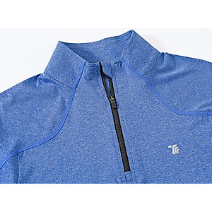 BGOWATU Women's Long Sleeve Golf Polo Shirts Quarter Zip Pullover UPF 50 Sun Shirt for Women Dry Fit Running Tops Dark Blue M