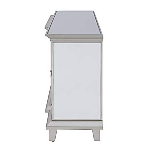 SEI Furniture Toppington Mirrored Media Console Electric Fireplace, Silver