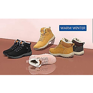 Mishansha Winter Boots for Men Women Waterproof Snow Boots Warm Lined Non Slip Hiking Boot Black 11.5 Women/10 Men